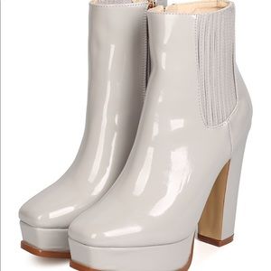 Shoes | Grey Patent Platform Bootie | Poshmark